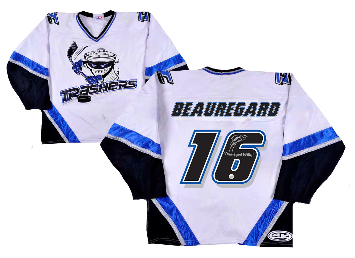 David Beauregard Signed Danbury Trashers White Game Model Jersey