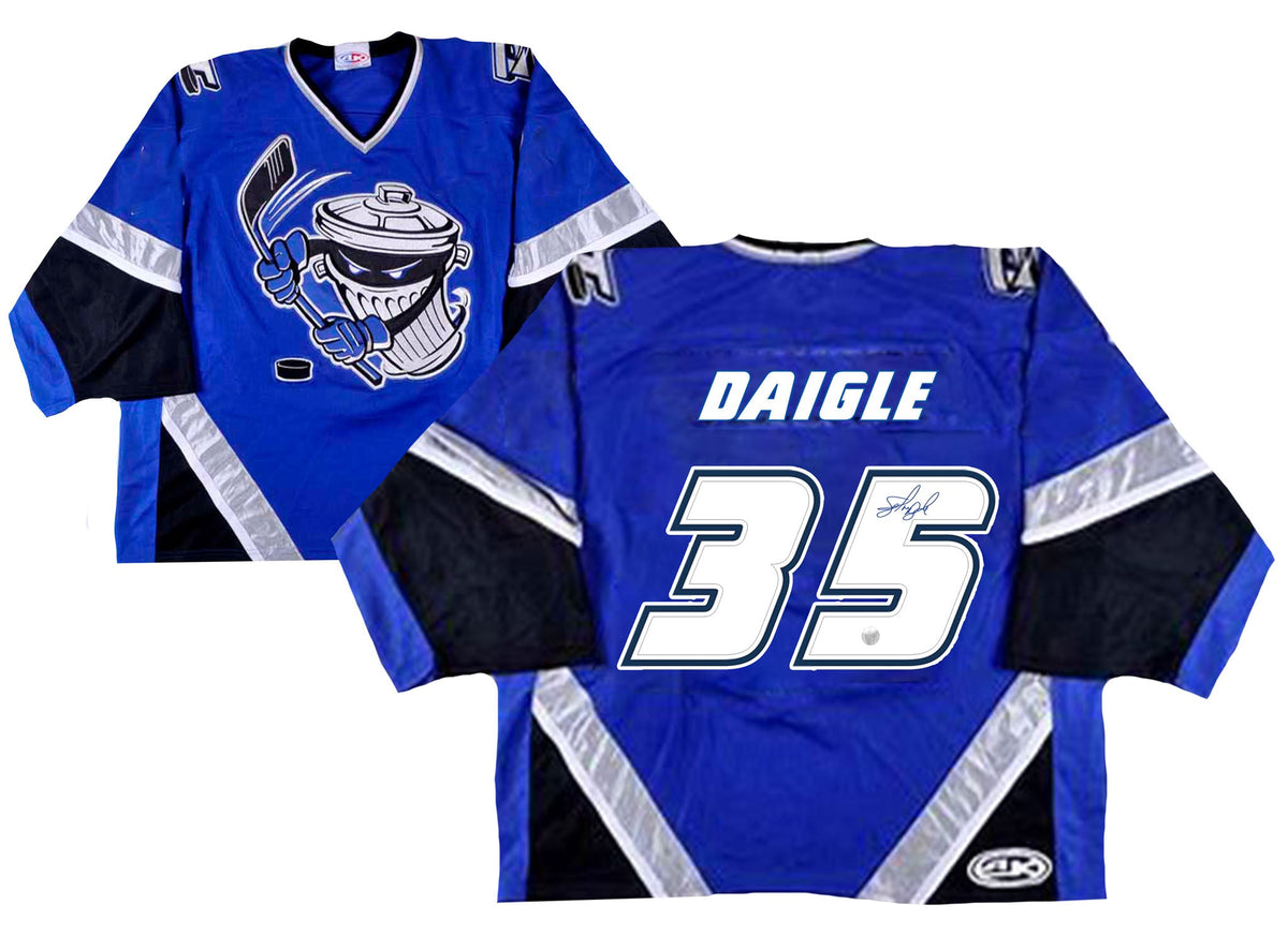 Sylvain Daigle Signed Danbury Trashers Blue Game Model Jersey